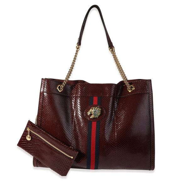 Gucci | Bags | Gucci Burgundy Python Web Rajah Large Chain Tote | Poshmark